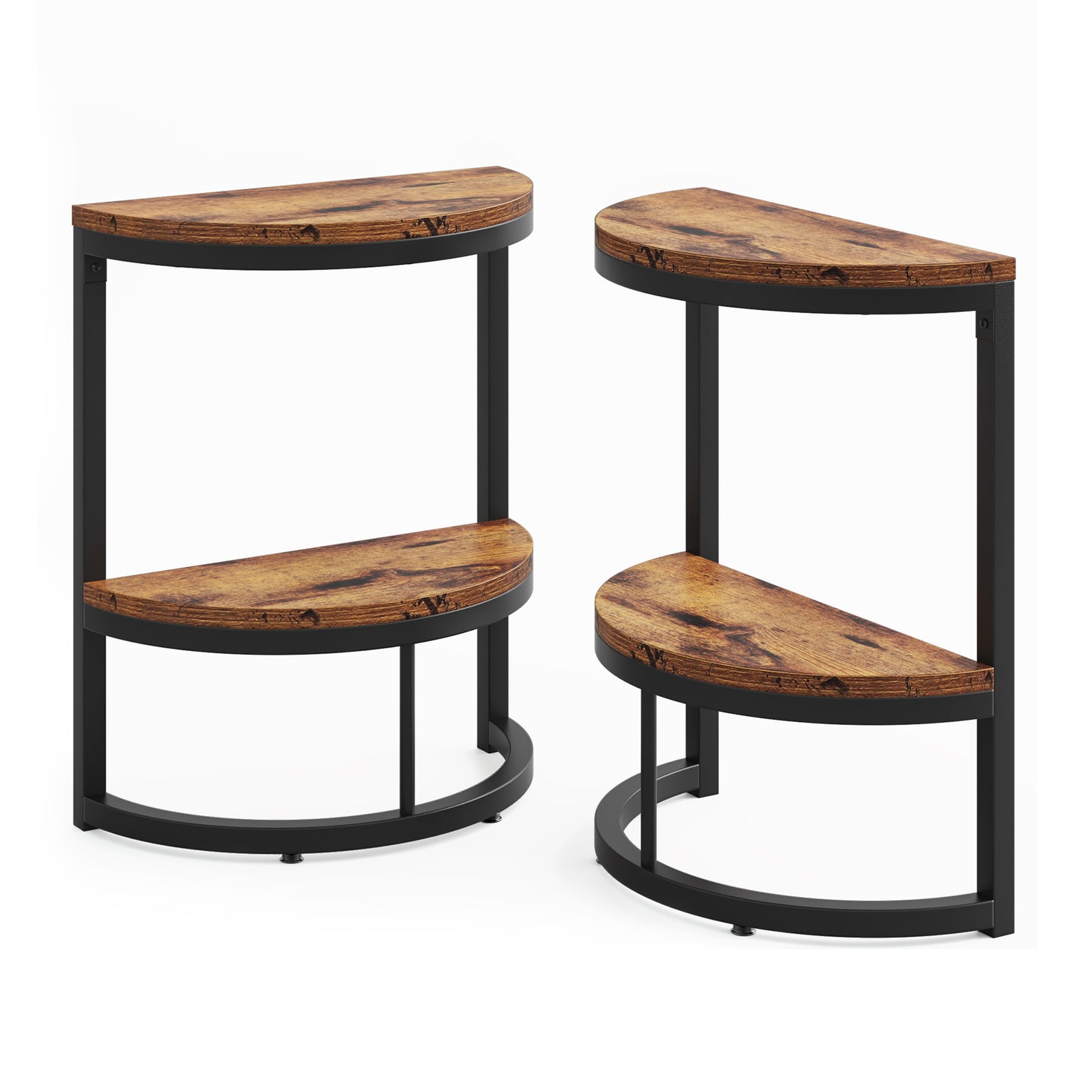 Tribesigns End Table, Half Round Narrow Side Table with Metal Frame