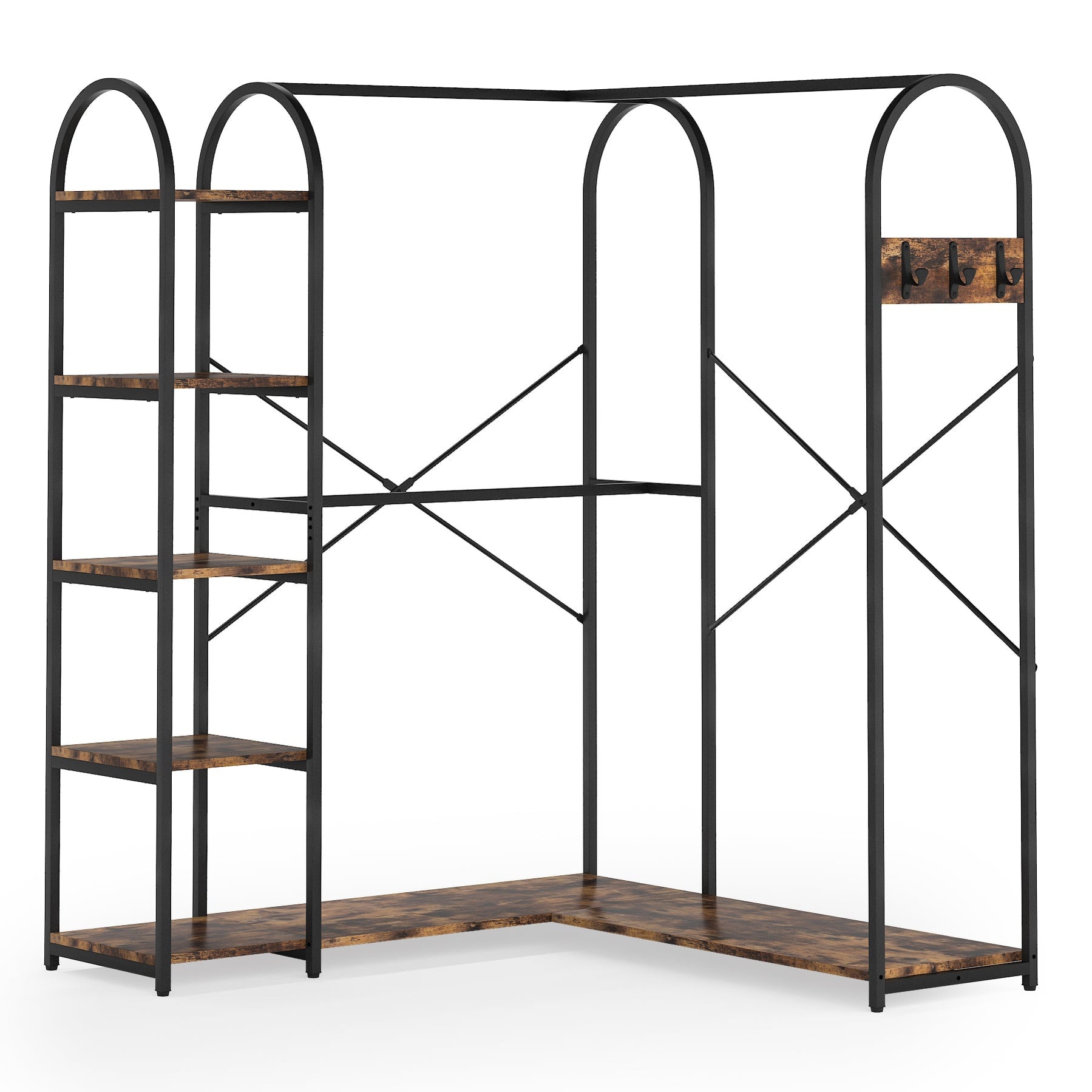 Tribesigns L Shape Clothes Rack, Corner Garment Rack with Shelves