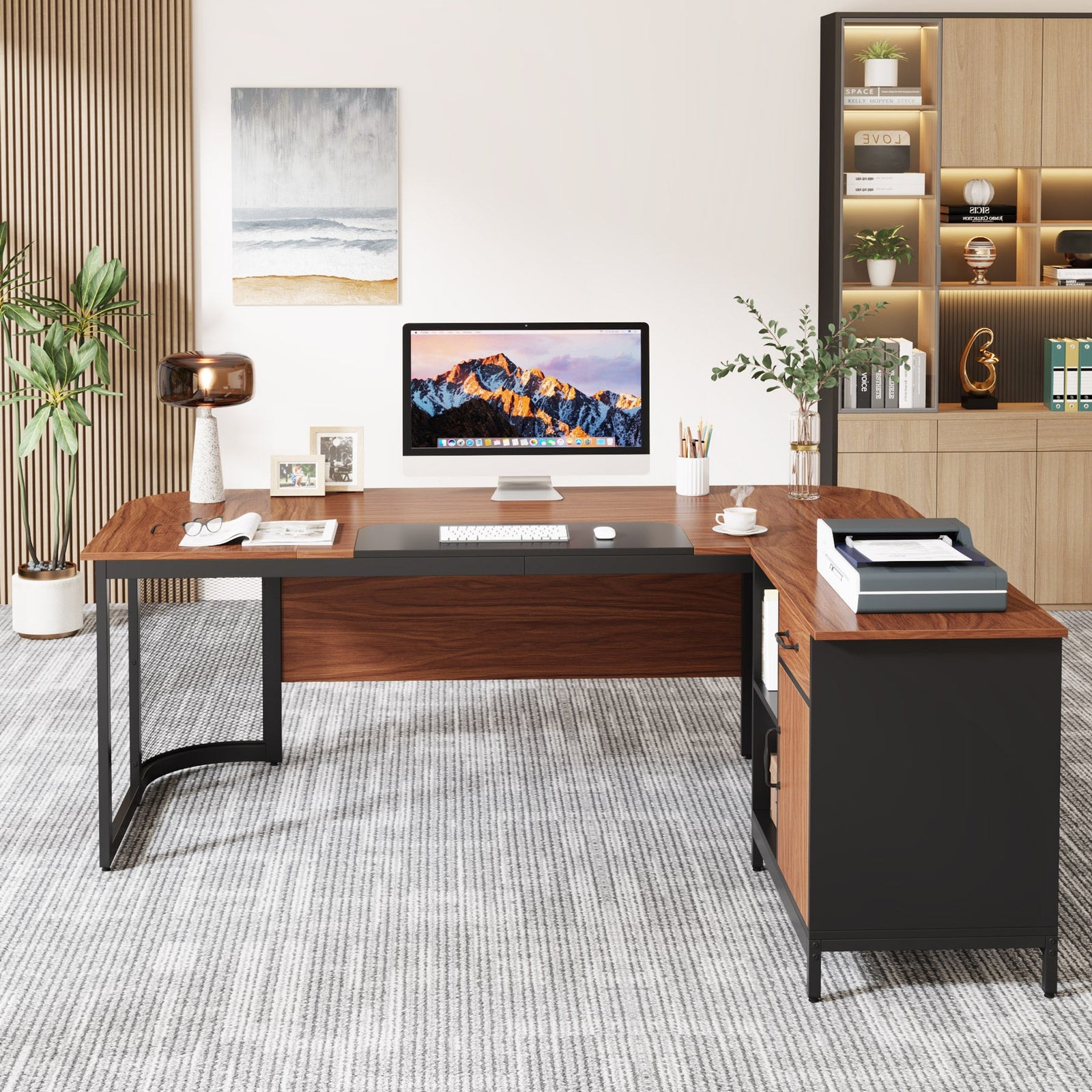 Tribesigns L-Shaped Desk, 63" Executive Desk with 31" Cabinet-Tribesigns