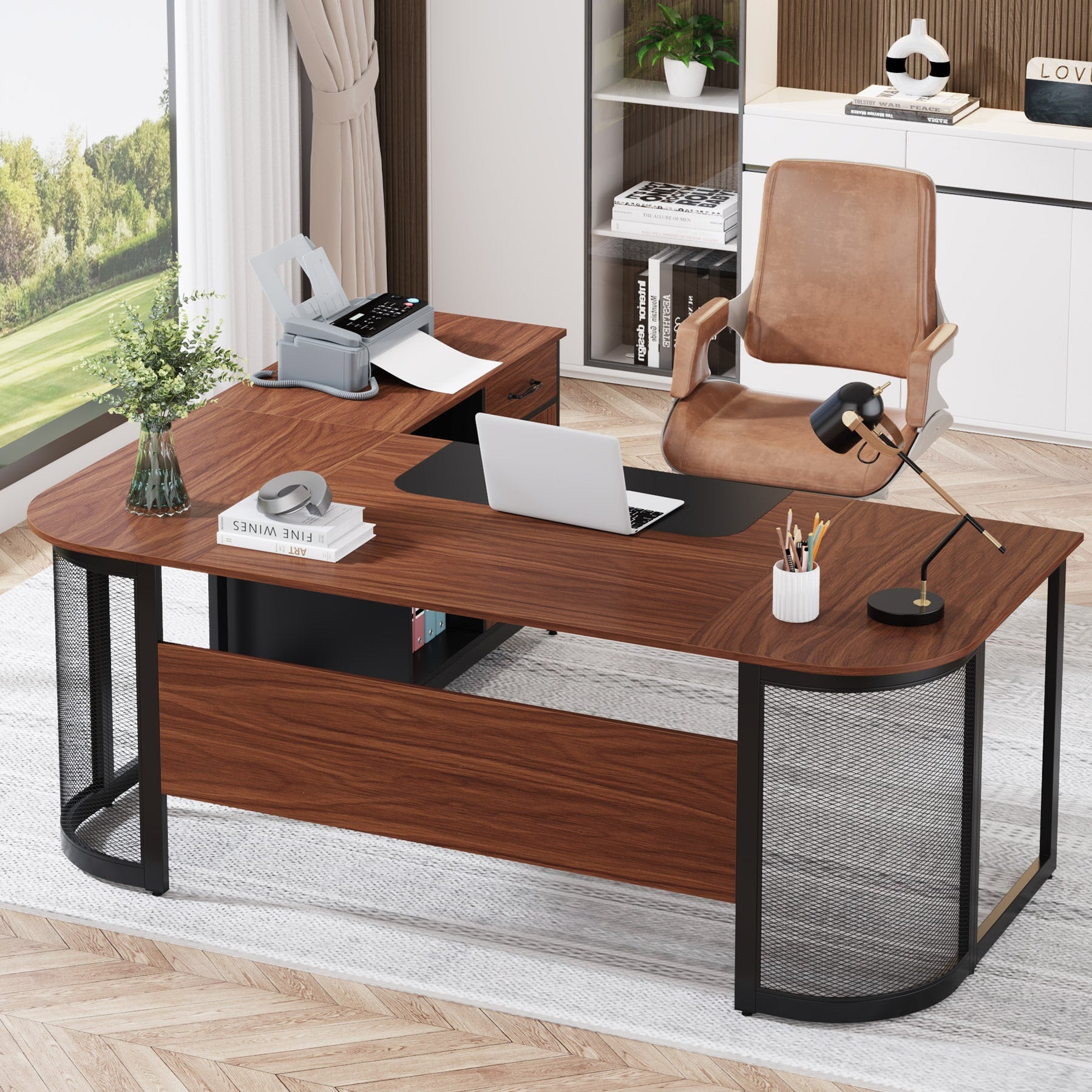 Tribesigns L-Shaped Desk, 63" Executive Desk with 31" Cabinet