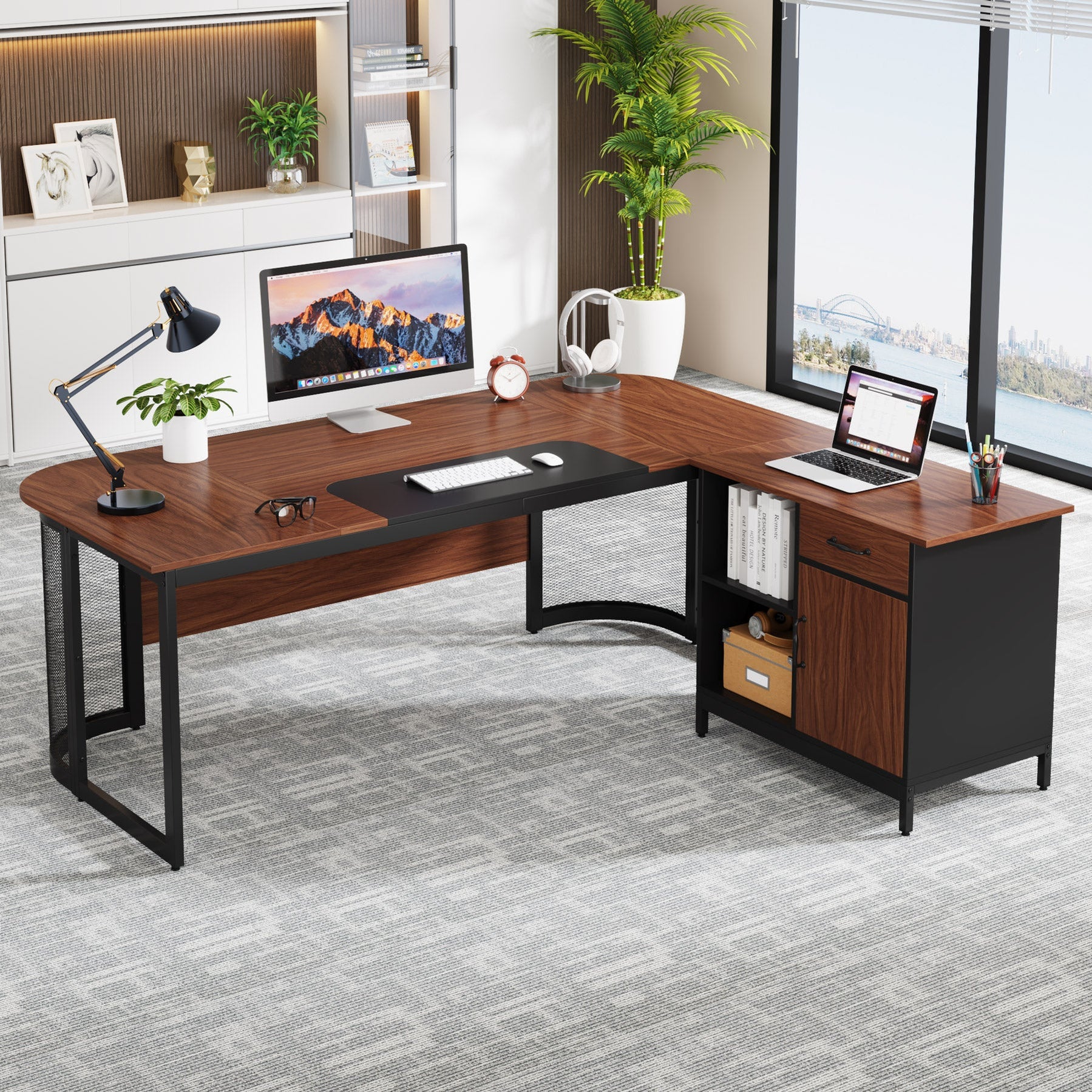 Tribesigns L-Shaped Desk, 63" Executive Desk with 31" Cabinet