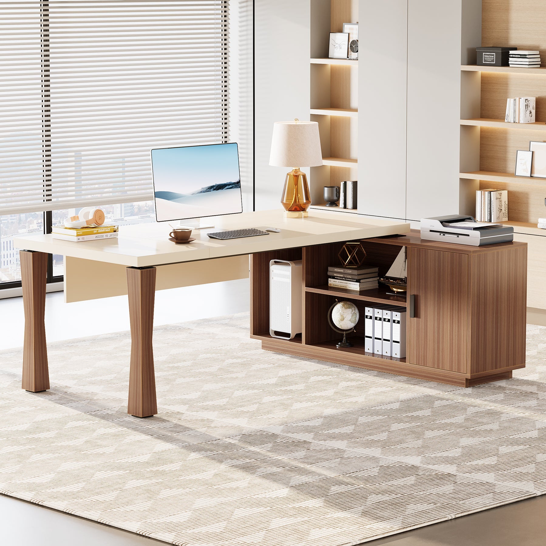 Tribesigns Large L-Shaped Desk, 71-Inch Executive Desk with Cabinet