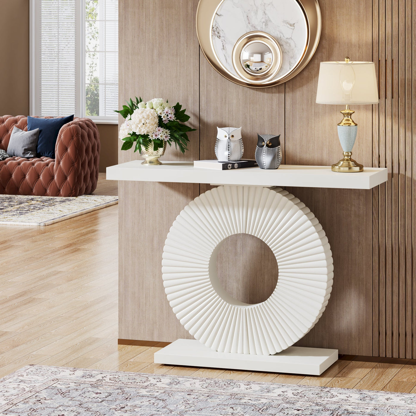 Tribesigns 40" Wood Console Table with Geometric Base
