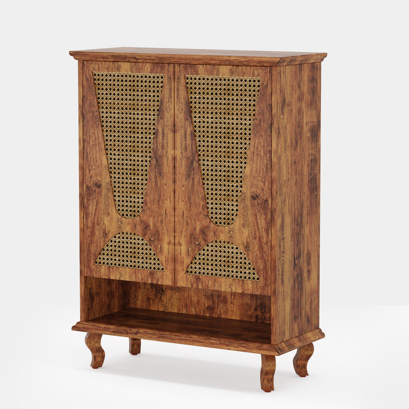 Tribesigns 5-Tier Rattan Shoe Cabinet with Ventilated Doors