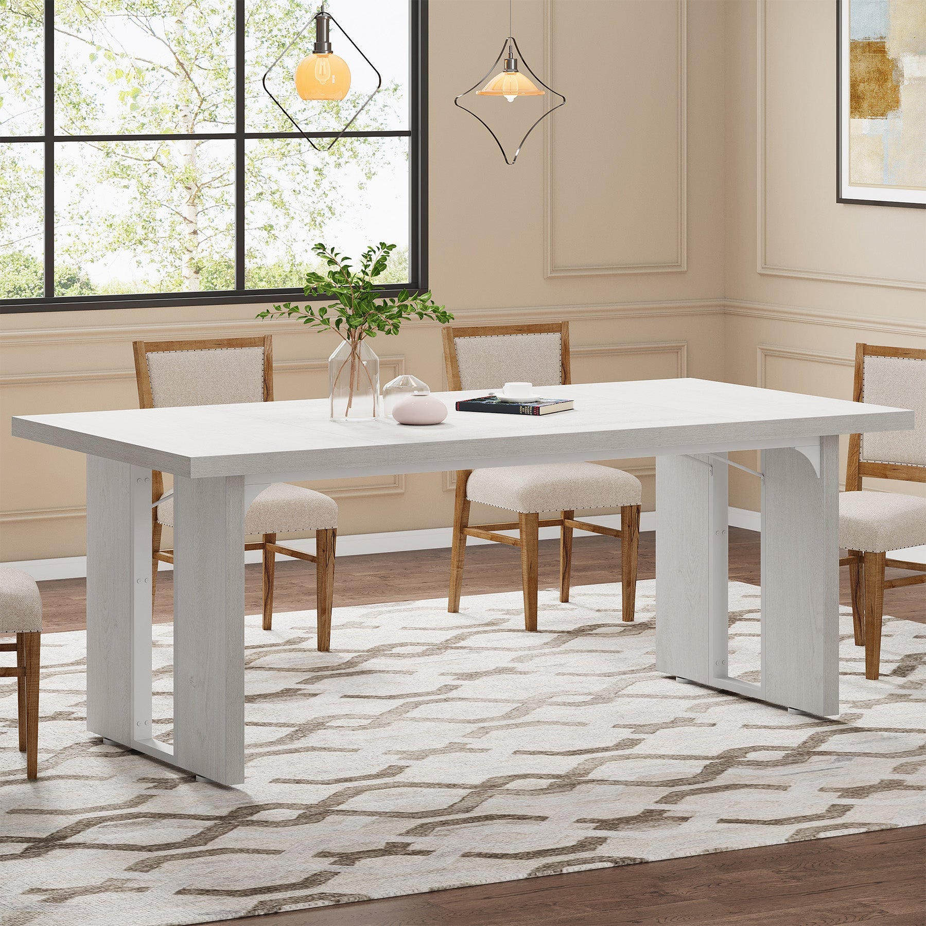 Tribesigns 71"Farmhouse Dining Breakfast Table for 6 to 8 People