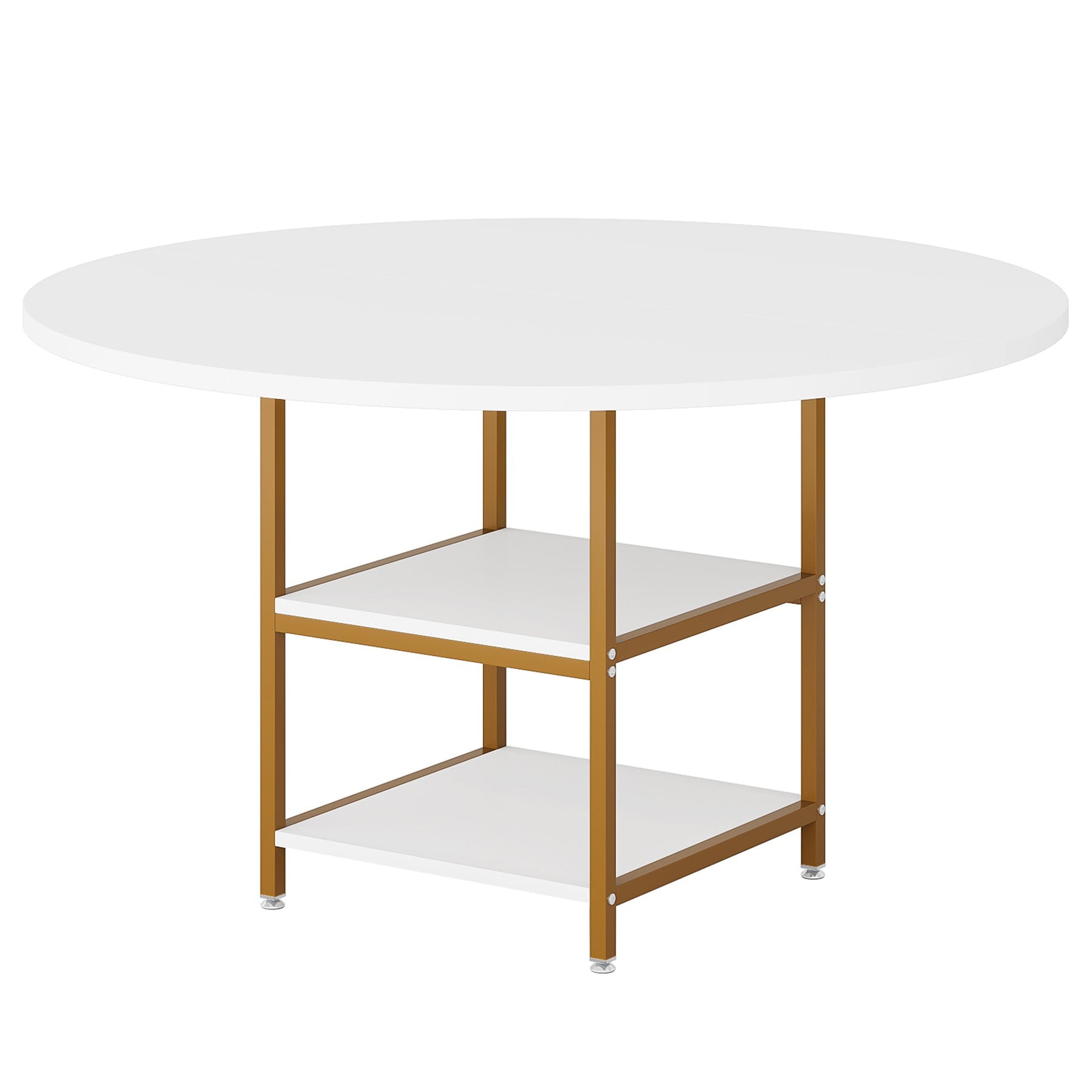 Tribesigns Dining Table, Round Kitchen Dinner Table with Storage Shelf