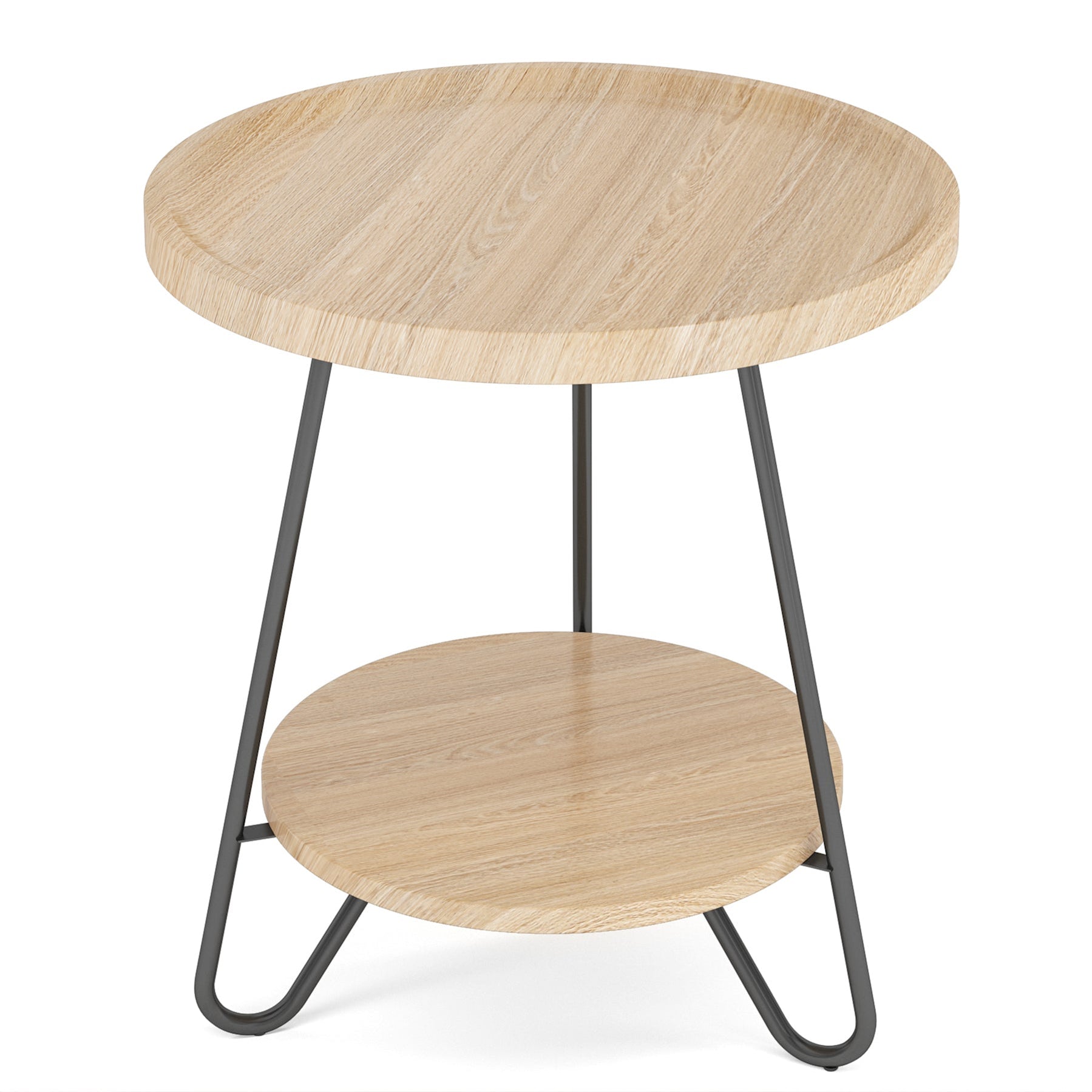 Tribesigns End Table, 2-Tier Round Side Table with Metal Legs