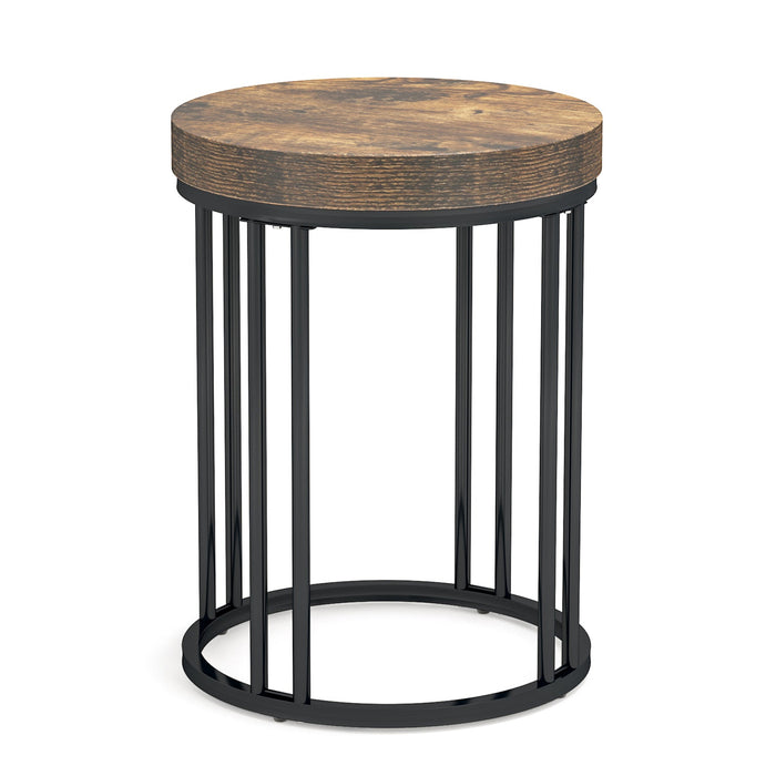 Tribesigns Round End Table Small Side Table with Metal Frame-Tribesigns