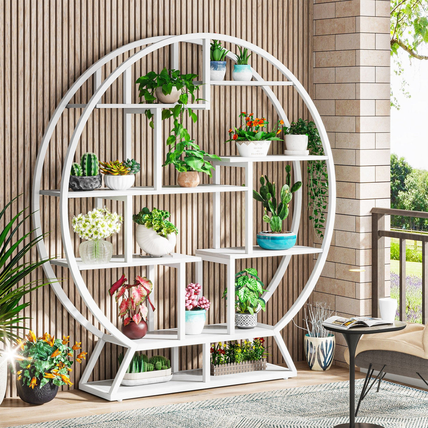 Tribesigns Plant Stand, 63" Round Flower Pot Plant Rack with 8 Shelves