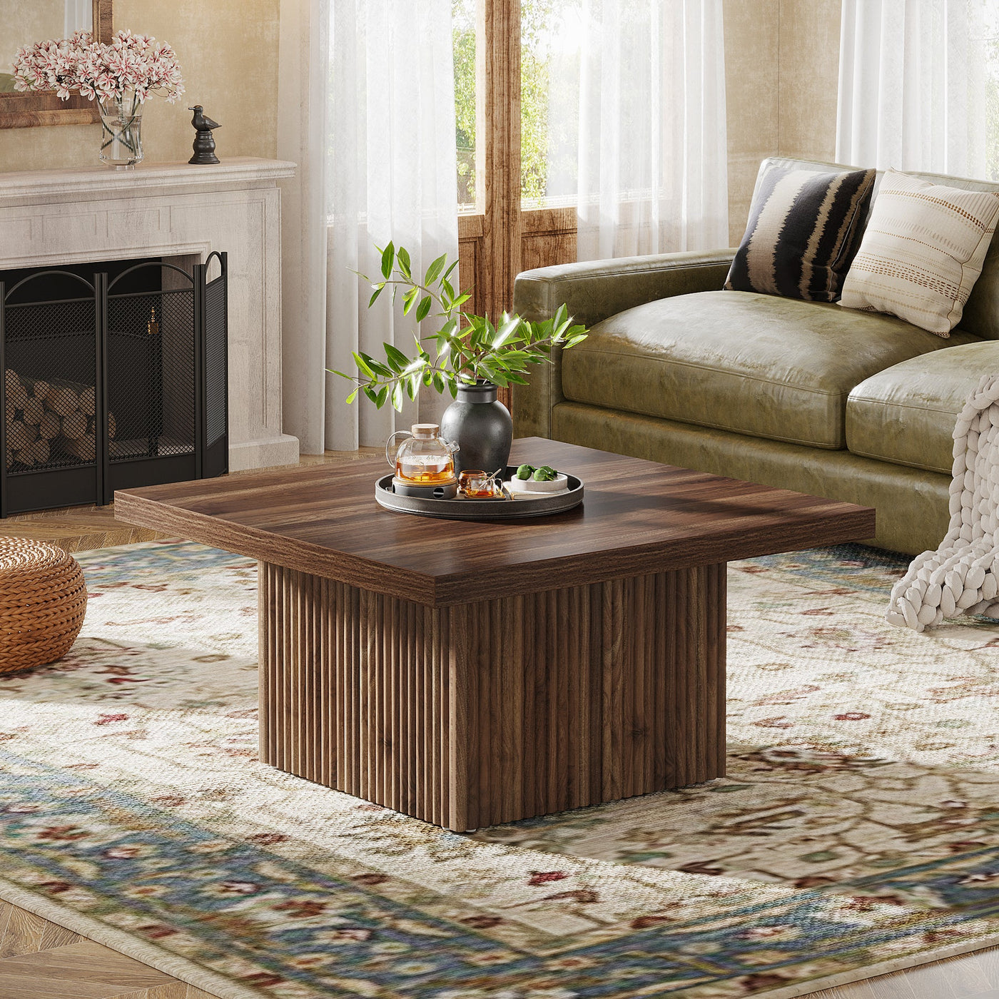 Tribesigns Square Coffee Table, 31.5-Inch Wood Center Table