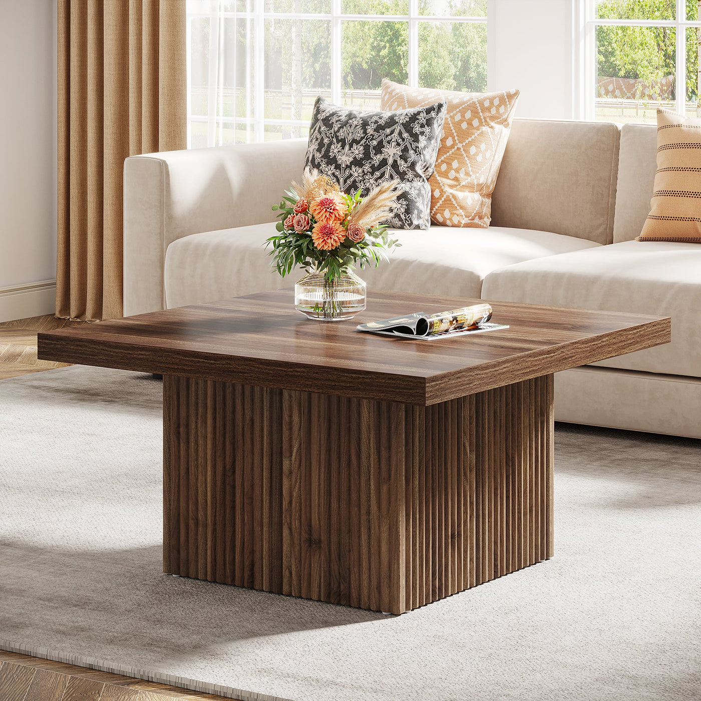 Tribesigns Square Coffee Table, 31.5-Inch Wood Center Table