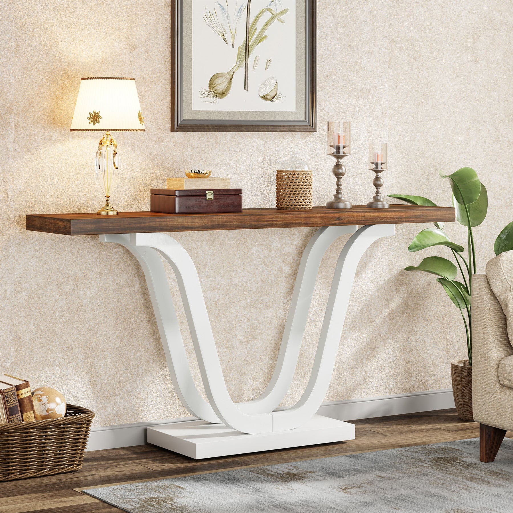 Tribesigns Console Table, 55 Inch Farmhouse Sofa Table Hallway Table