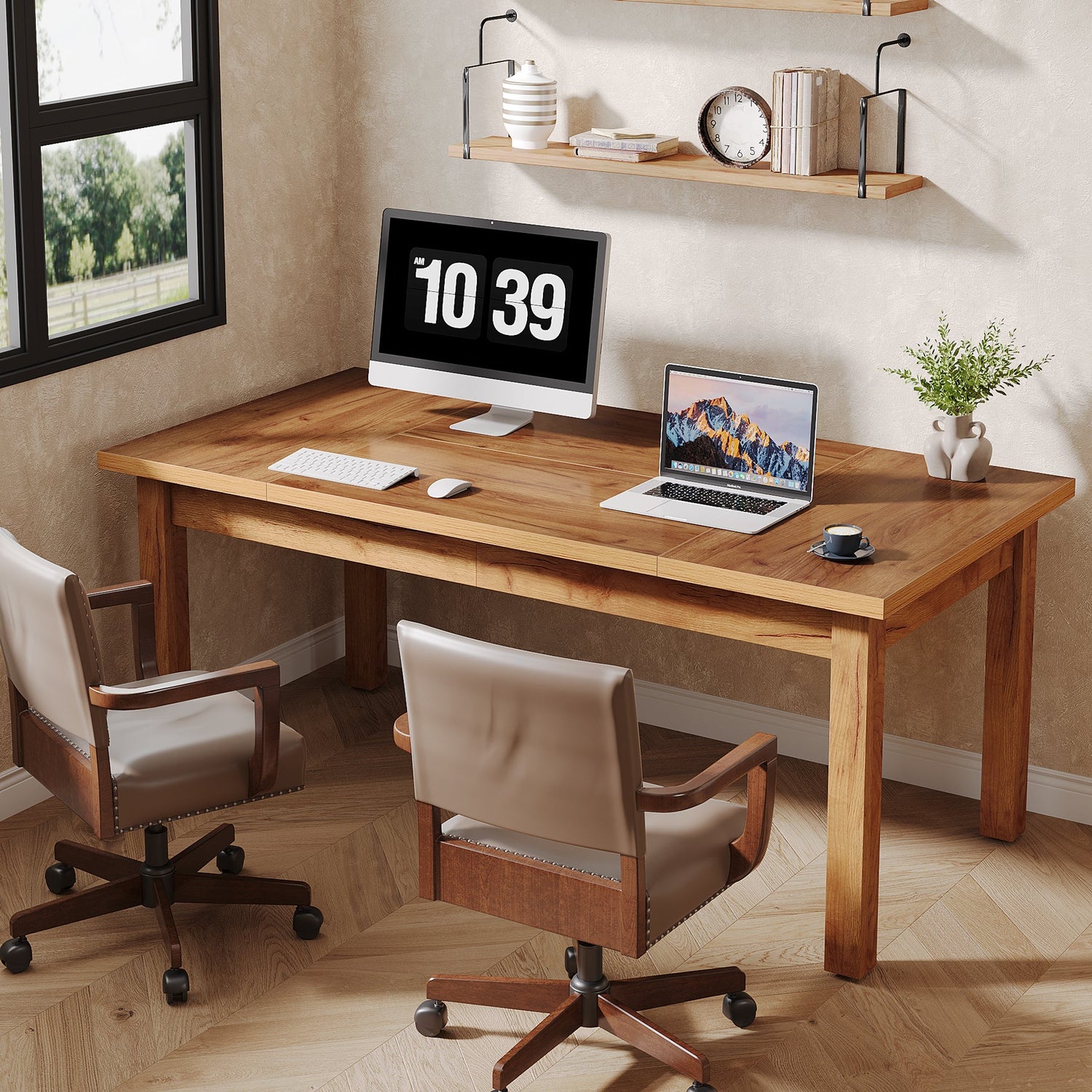 Tribesigns Wood Executive Desk, 70.9" Computer Desk Large Office Desk ...