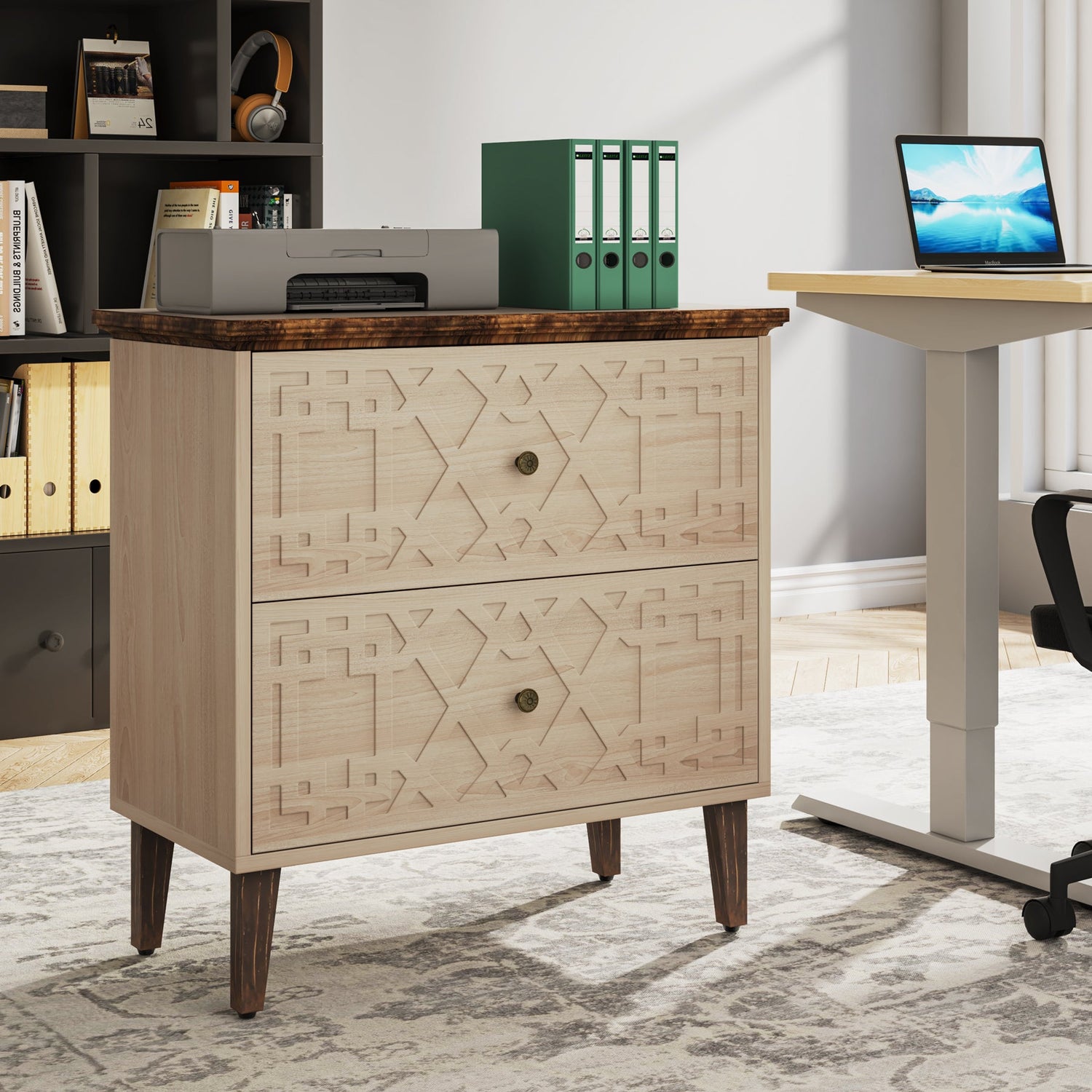 Tribesigns File Cabinet, 2-Drawer Wood Filing Cabinet Storage Cabinet ...