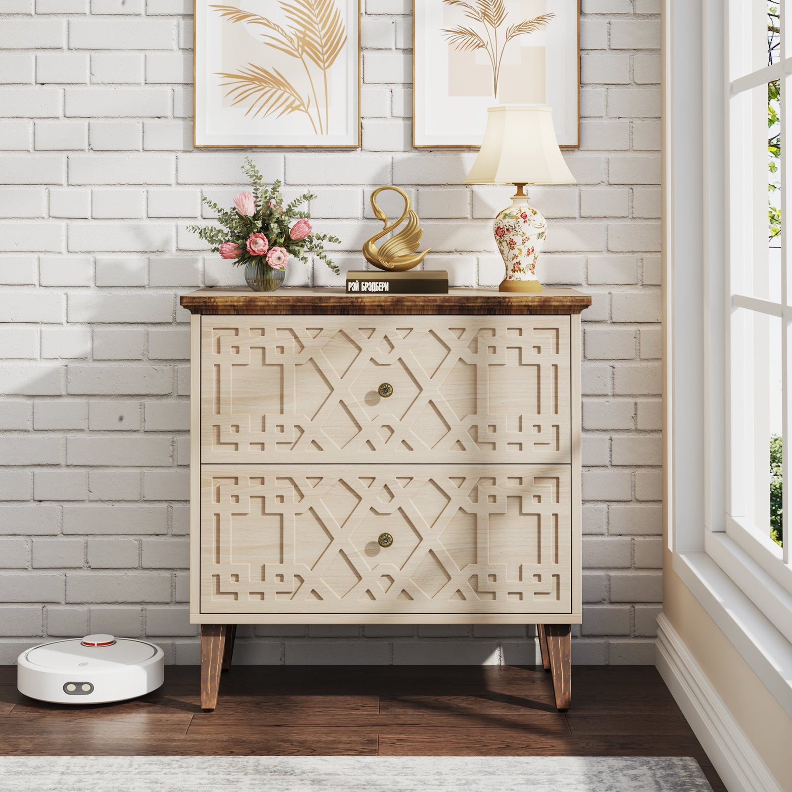 Tribesigns File Cabinet, 2-Drawer Wood Filing Cabinet Storage Cabinet ...