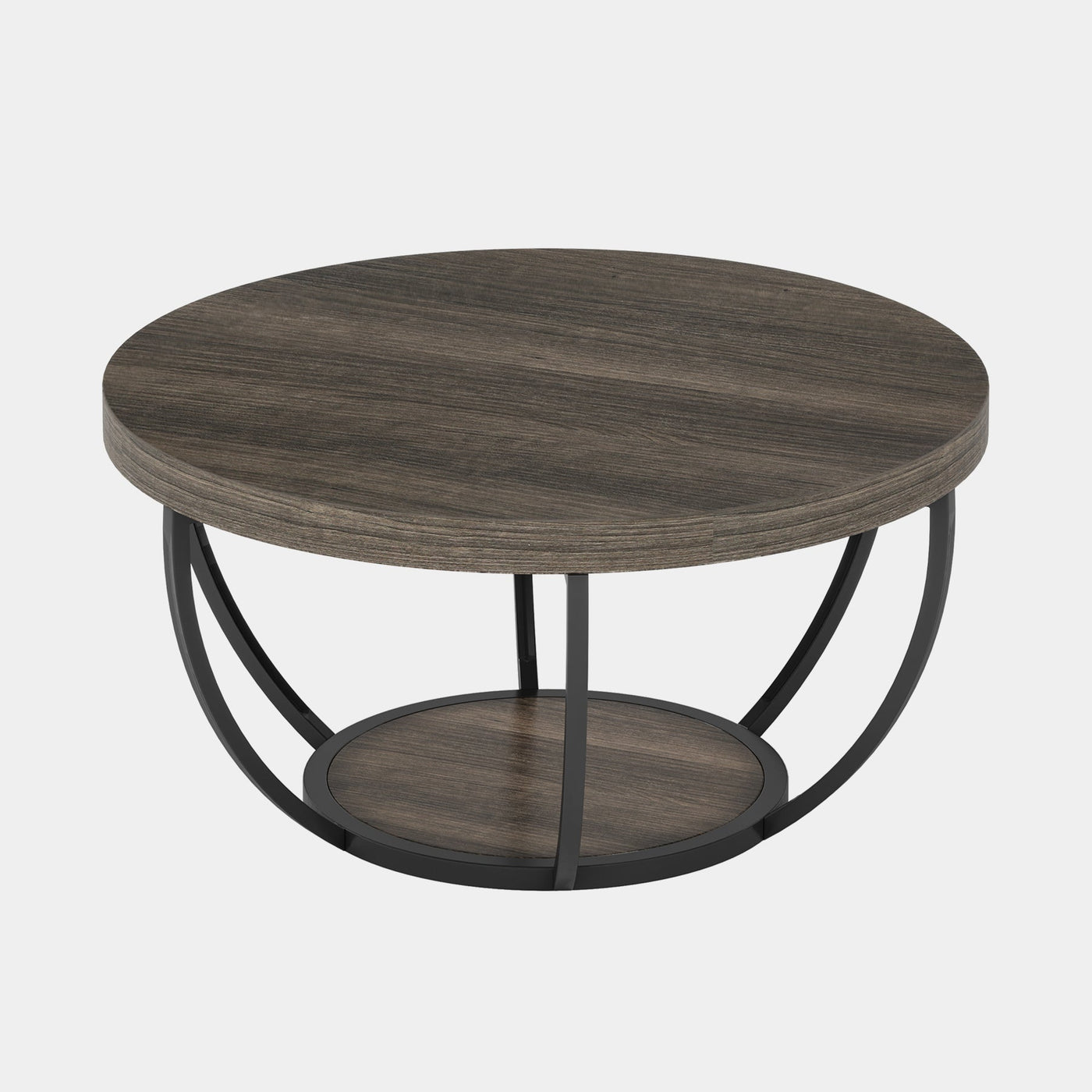 Tribesigns Coffee Table, 2-Tier Wooden Round Central Cocktail Table