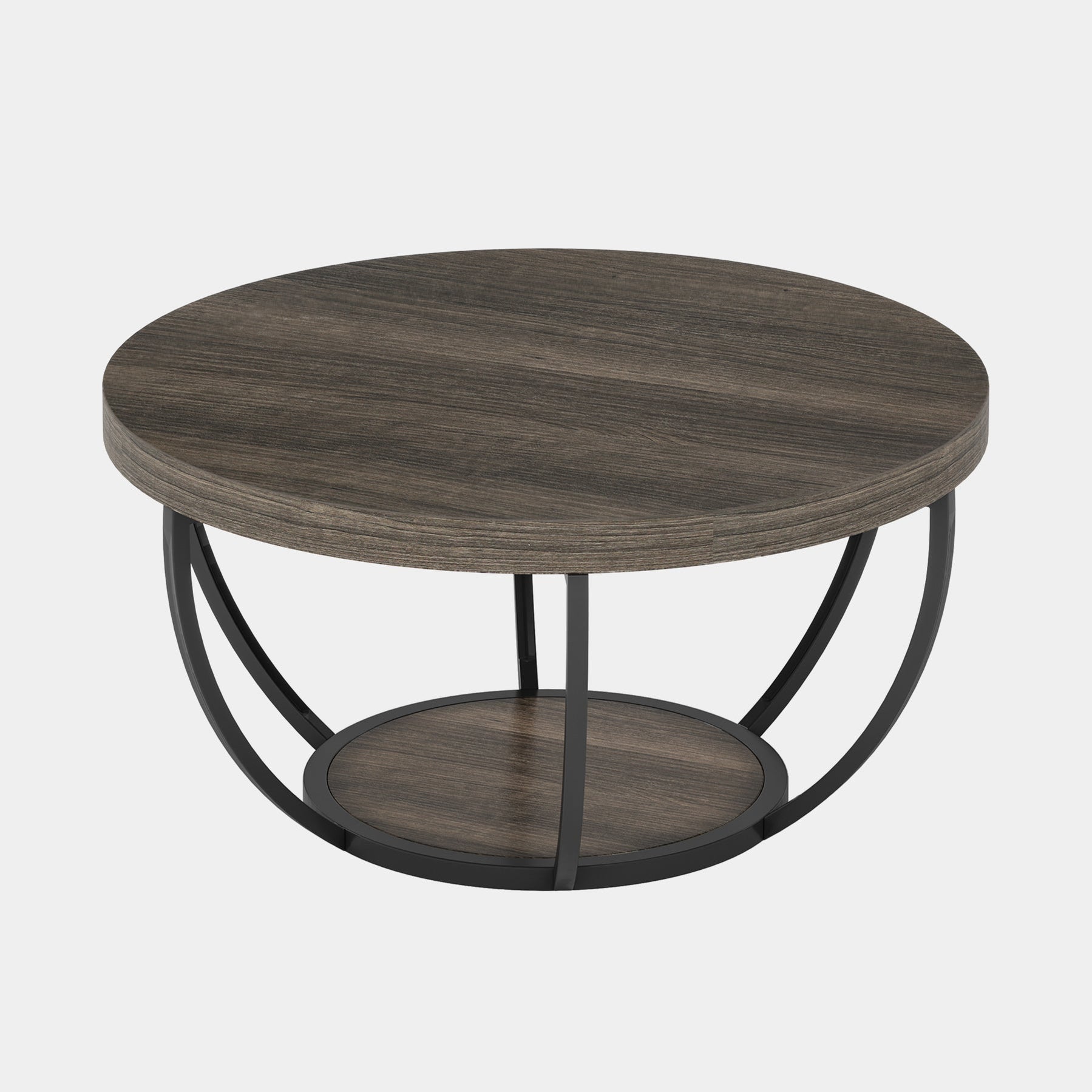Tribesigns Coffee Table, 2-Tier Wooden Round Central Cocktail Table