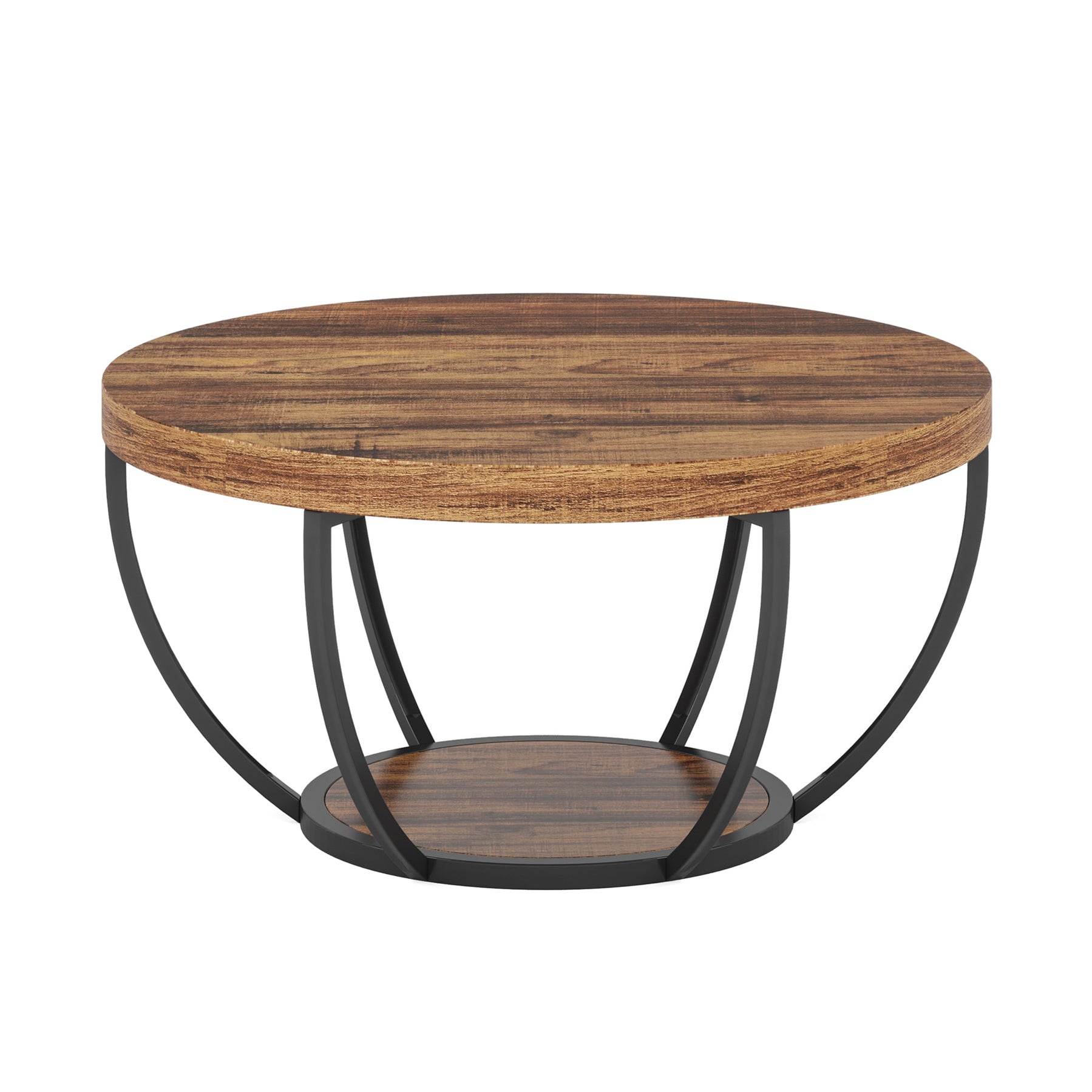 Tribesigns Coffee Table, 2-Tier Wooden Round Central Cocktail Table